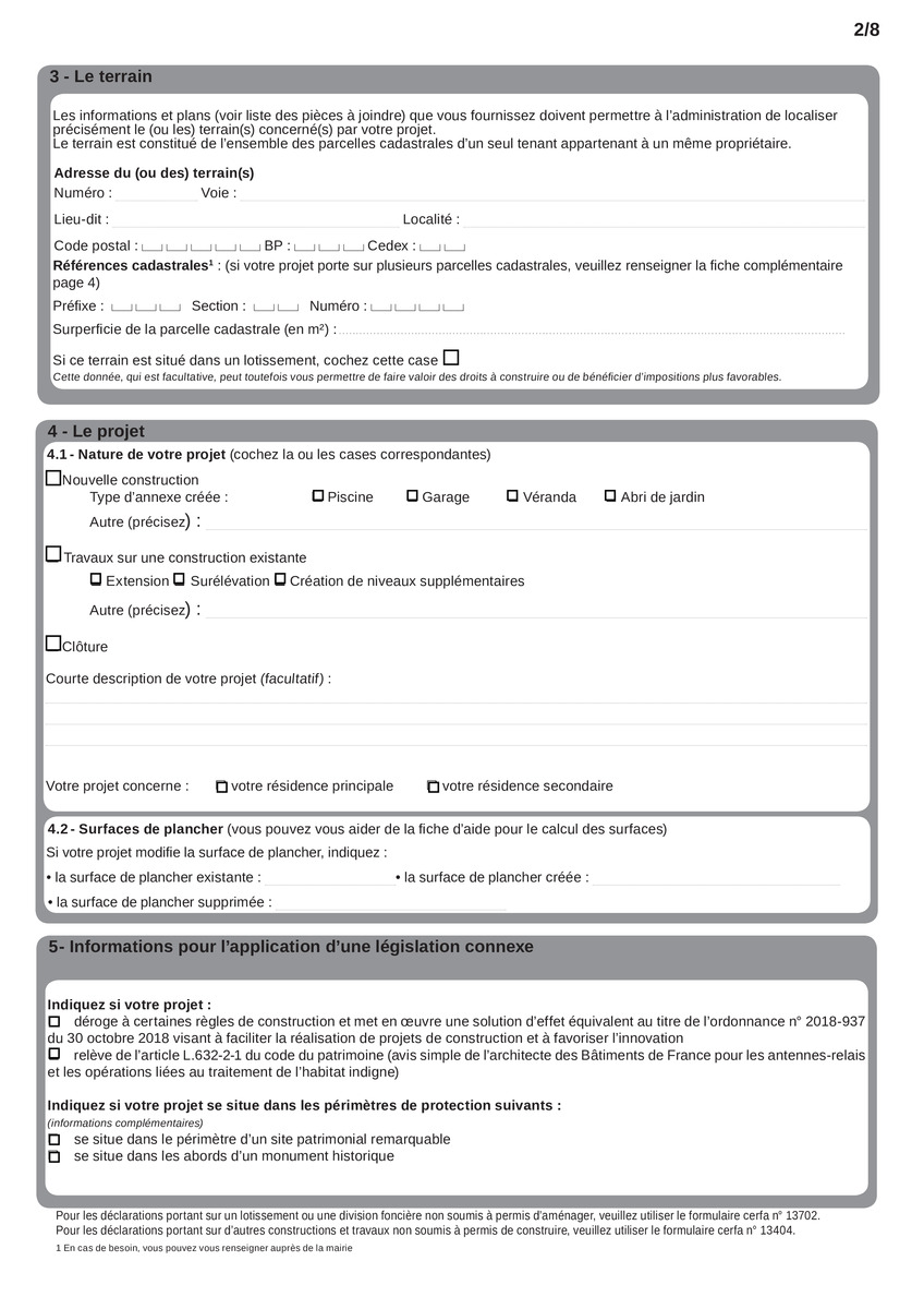 Formulaires de déclaration préalable de travaux Formulaires de déclaration préalable de travaux
