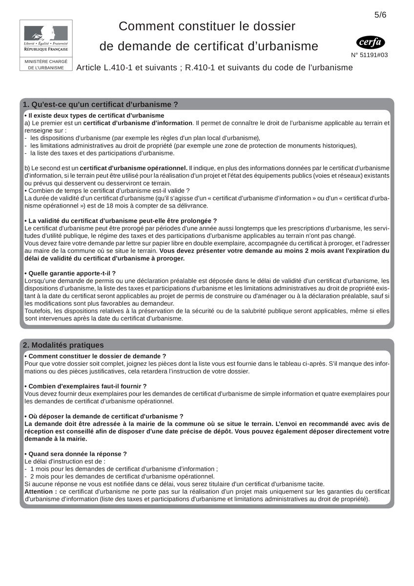 Les certificats d'urbanisme